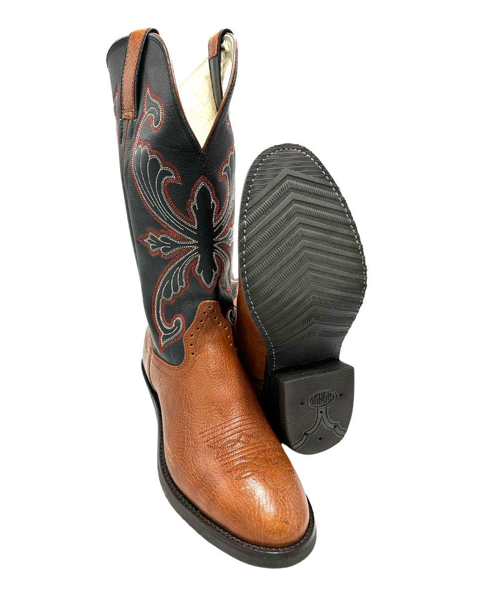 'Hondo Boots' Men's 13" Spanish Shoulder Western U Toe - Walnut / Blac ...